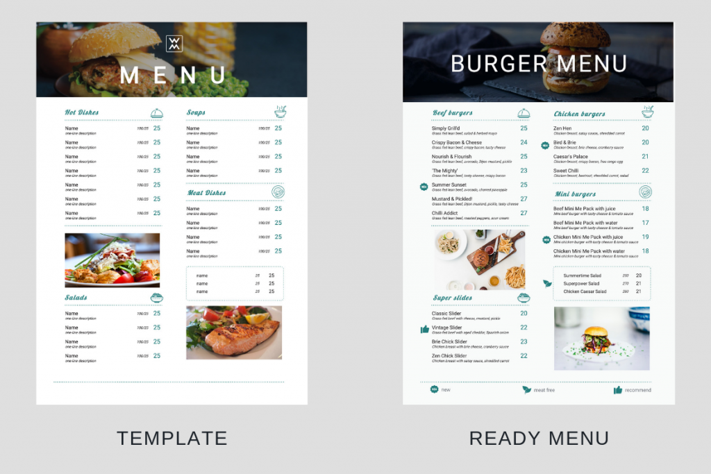 Menu Design. How to Create a Unique Design Using a Template | Waitron ...