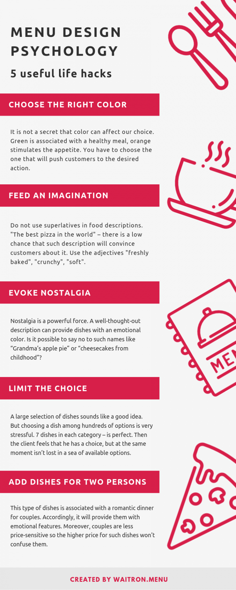 Menu Design Psychology: 5 Useful Life Hacks | Waitron.Menu Blog