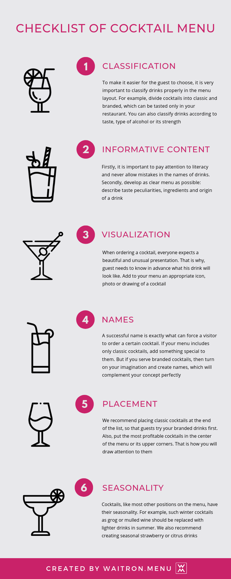 Menu Design. Checklist of a Cocktail Menu | Waitron.Menu Blog